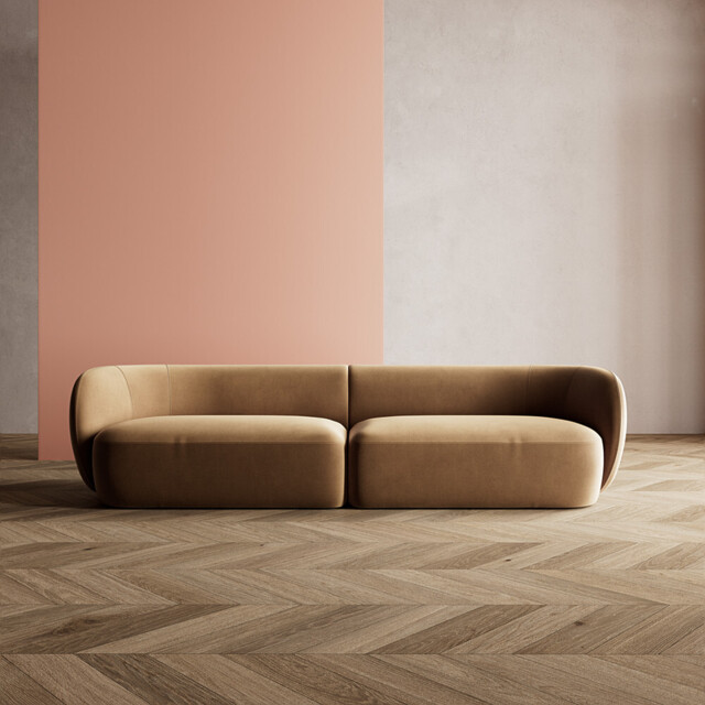 Swoon, Fabric Alban Four-seater Sofa, Biscuit, Easy Velvet by Swoon ...