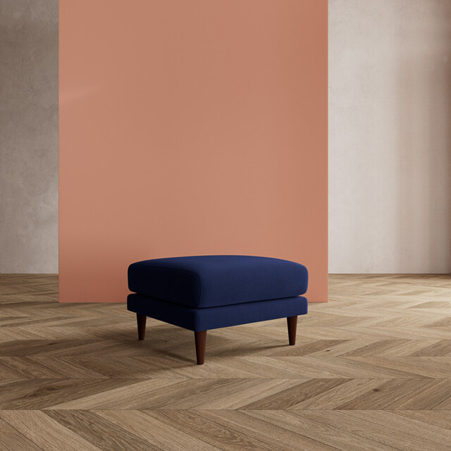 Swoon, Fabric, Turin, Ottoman, Ink, Easy Velvet, Dark Feet, 65cmx44cm ...