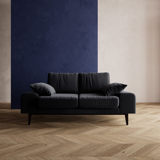 Swoon, Fabric, Tulum, Two-seater Sofa, Slate, Crushed Velvet, Dark Feet ...