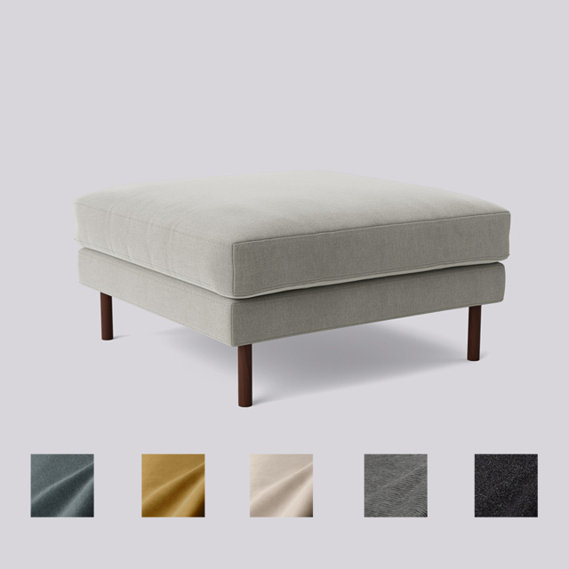 Swoon, Munich, Ottoman, Grey Smoke, Crushed Velvet, W: 67cm x D: 67cm x ...