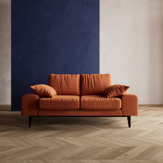 Swoon, Fabric, Tulum, Two-seater Sofa, Tangerine, Dark Feet, 174cmx82cm ...