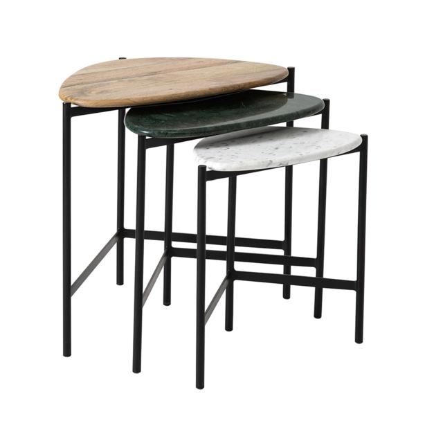 Swoon, Lapis, Nesting Side Table Set, Contemporary Style, Black, Brown ...
