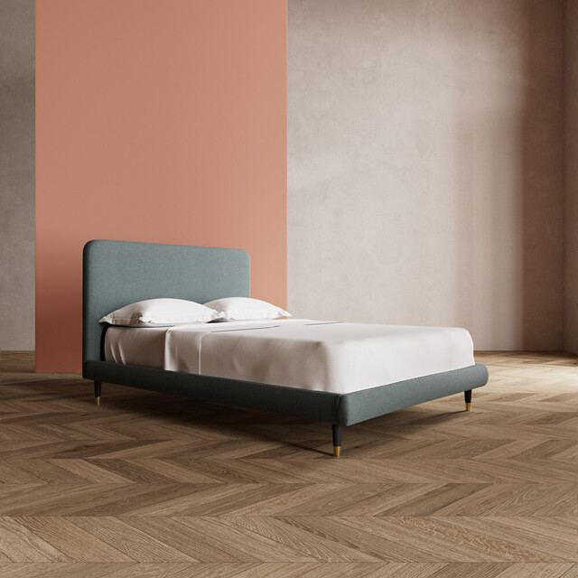 Swoon, Nordic Fabric, Brockham, Bed, Smart Wool, Brass Capped Dark Feet ...