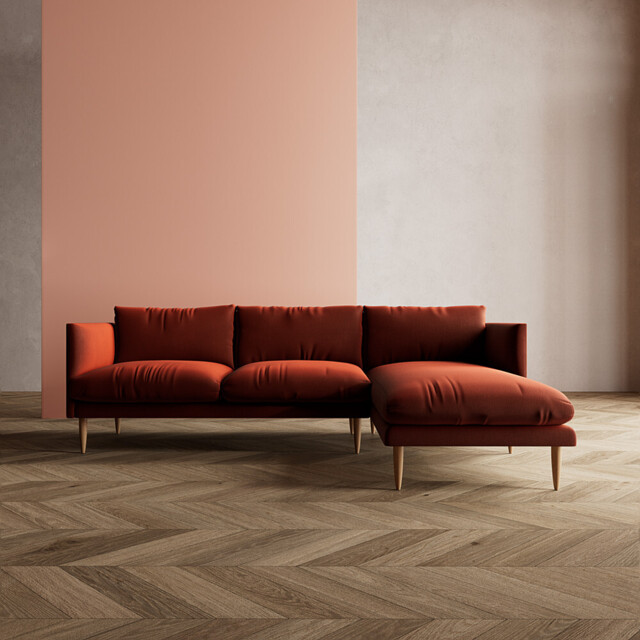 Swoon, Fabric, Luna, Right-hand Corner Sofa, Harissa, Crushed Velvet ...