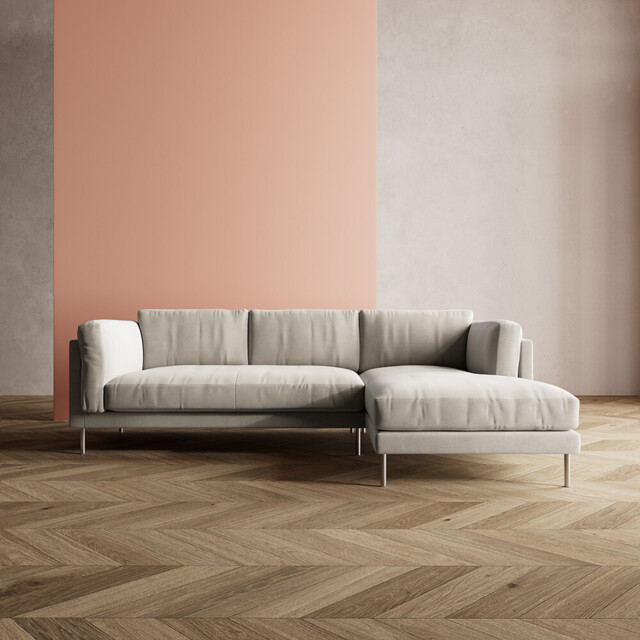 Swoon, Fabric Munich Right-hand Corner Sofa, Bone, Easy Velvet, Silver ...