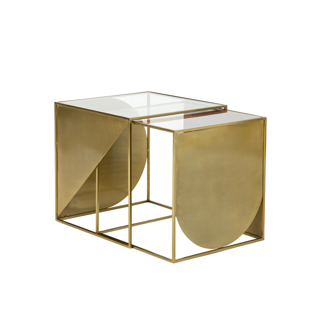 Swoon, Gold/ Glass/metal Plain Pablo Art Deco Nesting Side Tables, Matt ...
