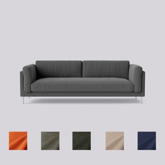 Swoon, Munich, Three-Seater Sofa, Grey Pewter, W:238cm x D:92cm x H ...
