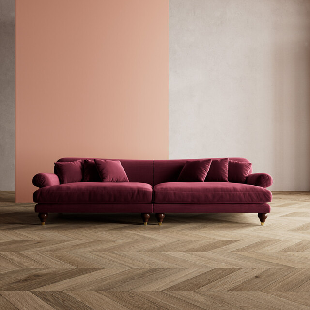 Swoon, Fabric, Willows, Four-seater Sofa, Bordeaux, Easy Velvet, Dark ...