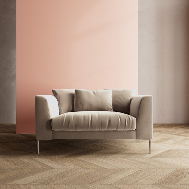 Swoon, Fabric, Alena, Love Seat, Taupe, Easy Velvet, Silver Feet by ...