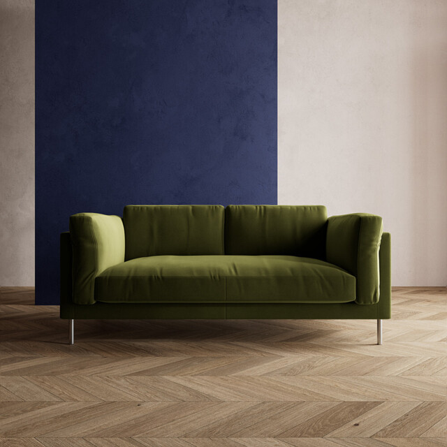 Swoon, Fabric Munich Two-seater Sofa, Fern, Easy Velvet, Silver Feet by ...