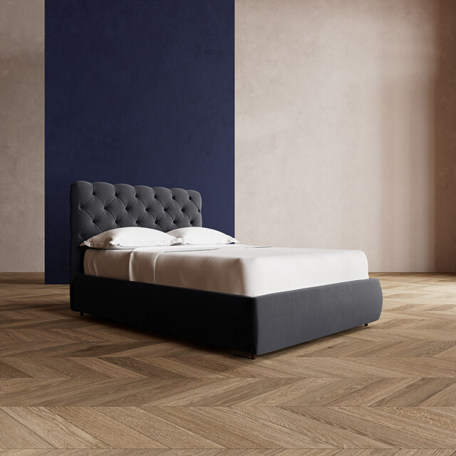 Swoon, Fabric, Burbage, Ottoman Bed, Slate, Crushed Velvet, Dark Feet ...