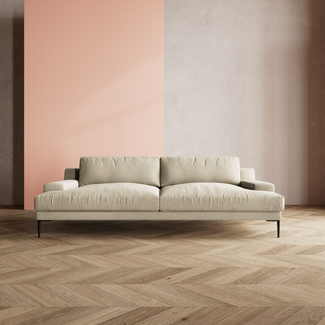 Swoon, Fabric Porcelain, Almera, Three-seater Sofa, Smart Wool, Black ...