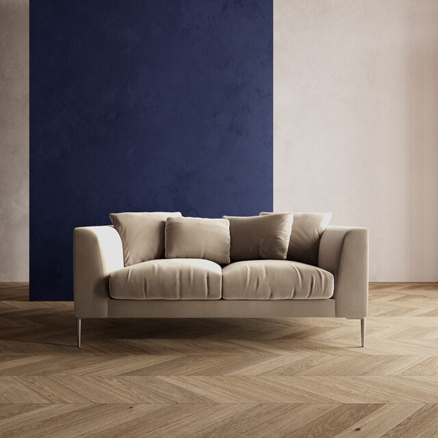 Swoon, Fabric, Alena, Two-seater Sofa, Taupe, Easy Velvet, Silver Feet ...