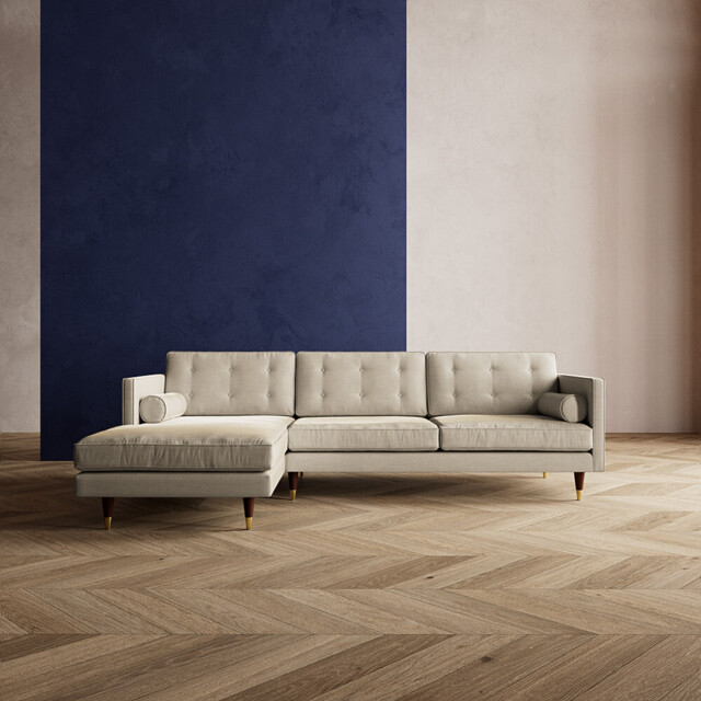 Swoon, Fabric, Porto, Right-hand Corner Sofa, Smoke, Crushed Velvet ...