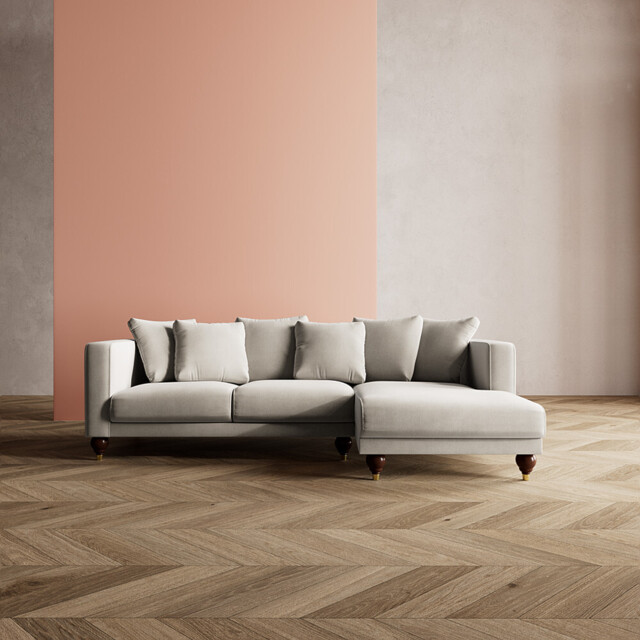 Swoon, Fabric, Waterloo, Right-hand Corner Sofa, Bone, Easy Velvet ...