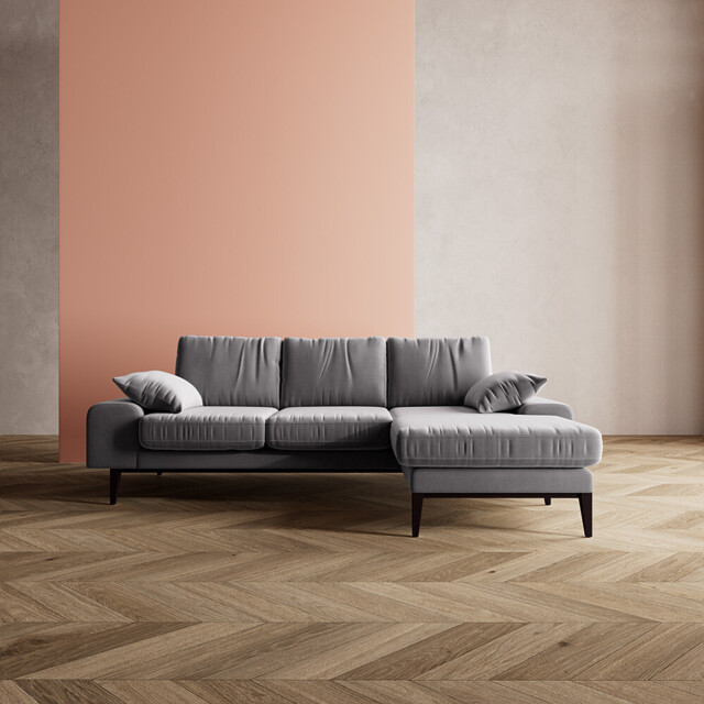 Swoon, Fabric Silver Grey, Tulum, Right-hand Corner Sofa, Easy Velvet ...