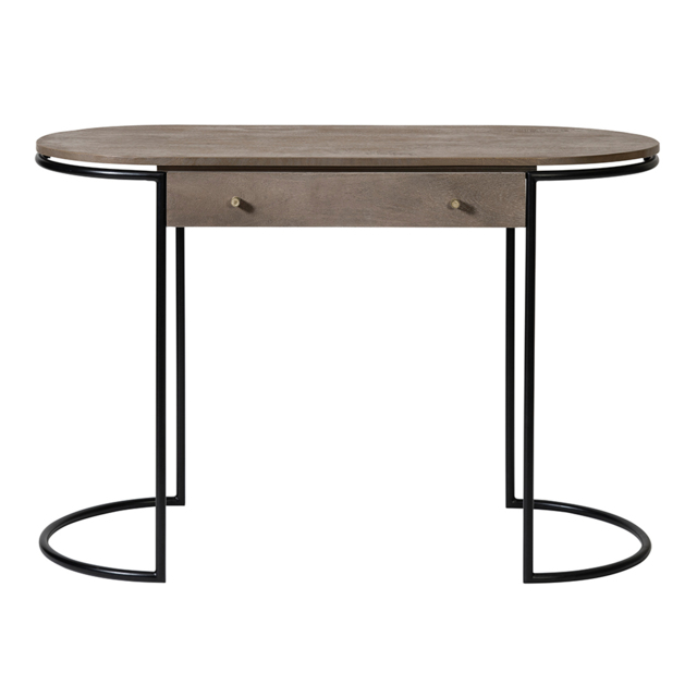 Swoon, Elson, Art Deco Desk, Black, Brown Mango Wood, W: 120cm x H: 77 ...