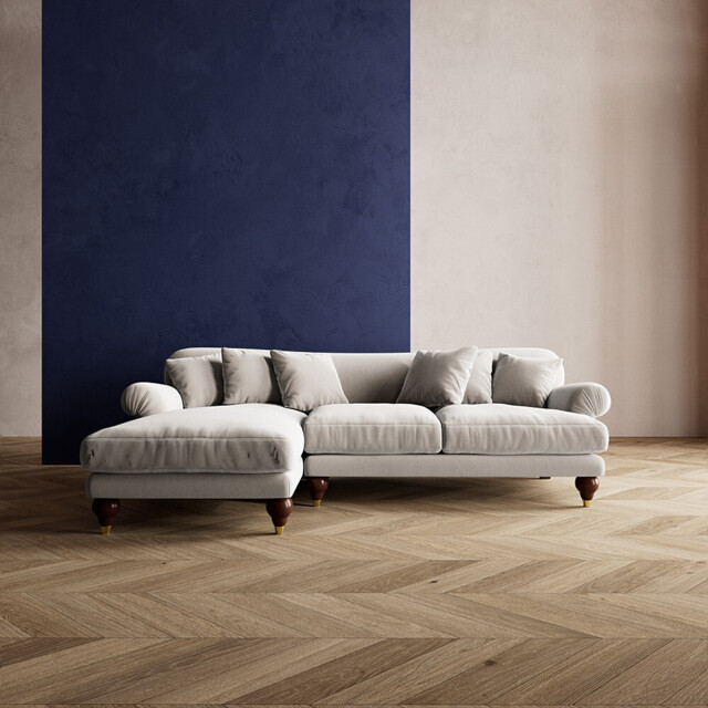 Swoon, Fabric, Willows, Left-hand Corner Sofa, Ecru, Crushed Velvet ...