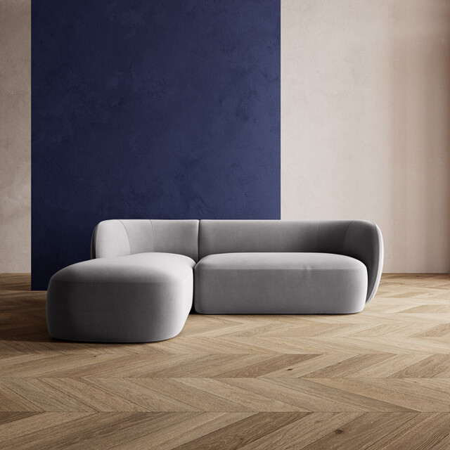 Swoon, Fabric Alban Left-hand Corner Sofa, Silver Grey, Easy Velvet by ...