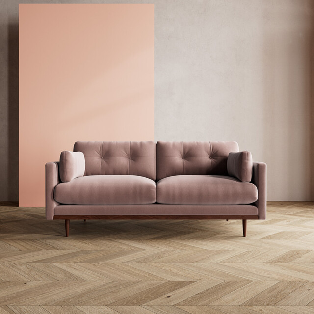 Swoon, Fabric, Klee, Three-seater Sofa, Dusk, Crushed Velvet, Dark Feet ...