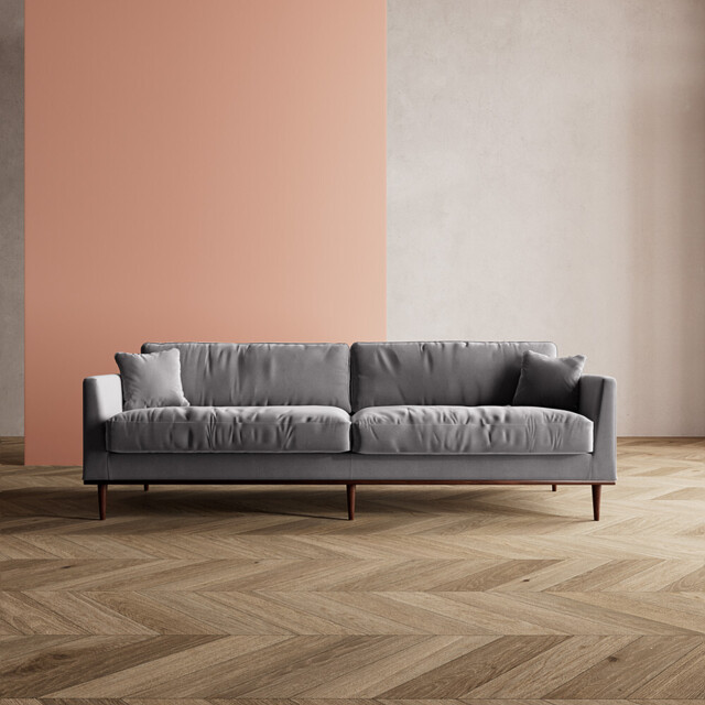 Swoon, Fabric Silver Grey, Norfolk, Four-seater Sofa, Easy Velvet, Dark ...