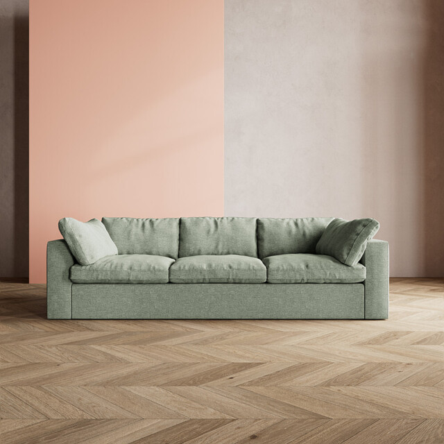 Swoon, Seattle, Three-Seater Sofa, Green, House Weave, W: 251cm x D ...