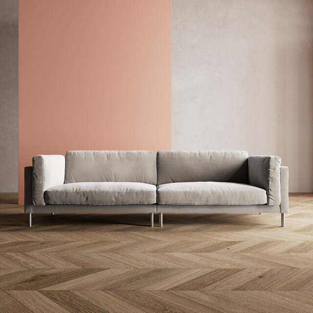 Swoon, Fabric Munich Four-seater Sofa, Ecru, Crushed Velvet, Silver ...