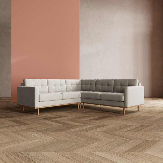 Swoon, Fabric, Berlin, Five-seater Corner Sofa, Bone, Easy Velvet ...