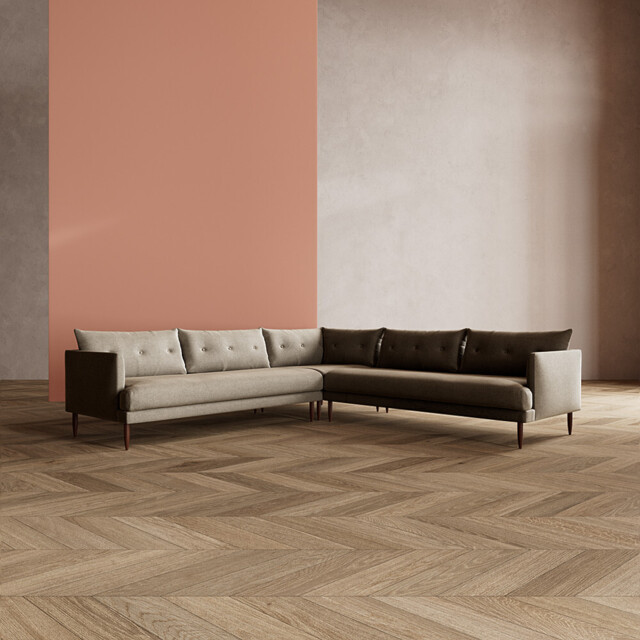 Swoon, Fabric, Kalmar, Five-seater Corner Sofa, Llama, Smart Wool, Dark ...