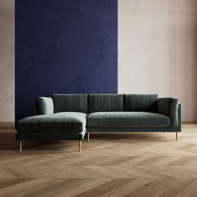 Swoon, Fabric Munich Left-hand Corner Sofa, Hydro, Crushed Velvet ...