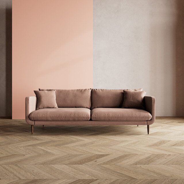 Swoon, Freja, Three-Seater Sofa, Pink, Smart Wool, W: 209cm x D: 85cm x ...