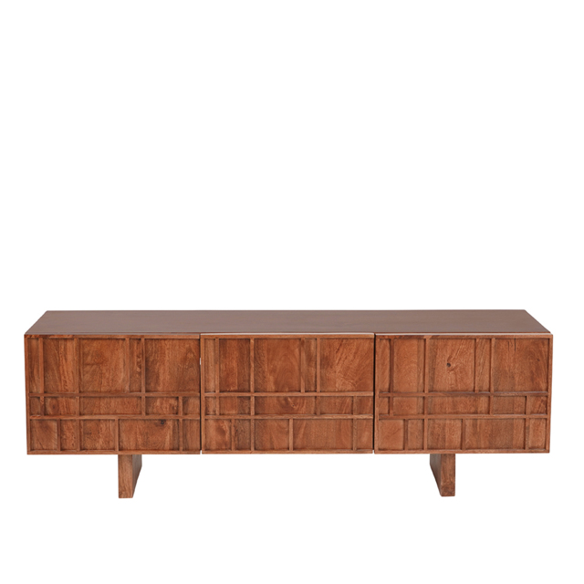 Swoon, Rushden, Scandi TV Stand, Light Brown Mango Wood, 136cm x 38cm x ...