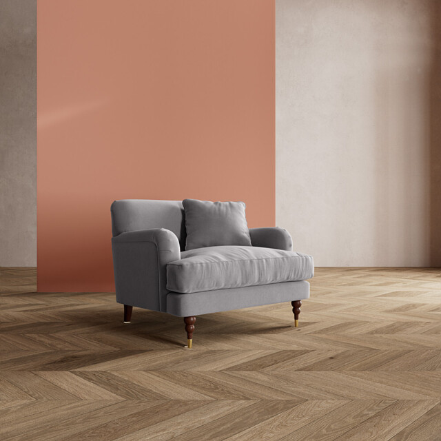 Swoon, Silver Grey Fabric, Chorley, Armchair, Easy Velvet, Dark Feet by ...