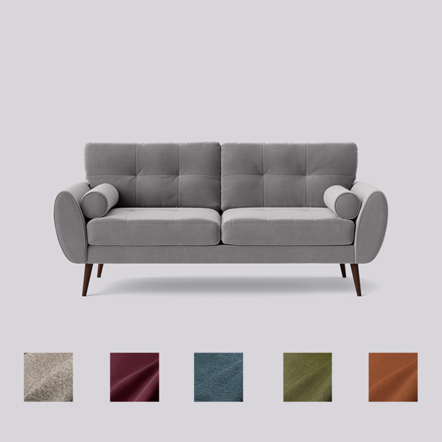 Swoon, Fabric Egle Three-seater Sofa, Silver Grey, Easy Velvet, Dark ...