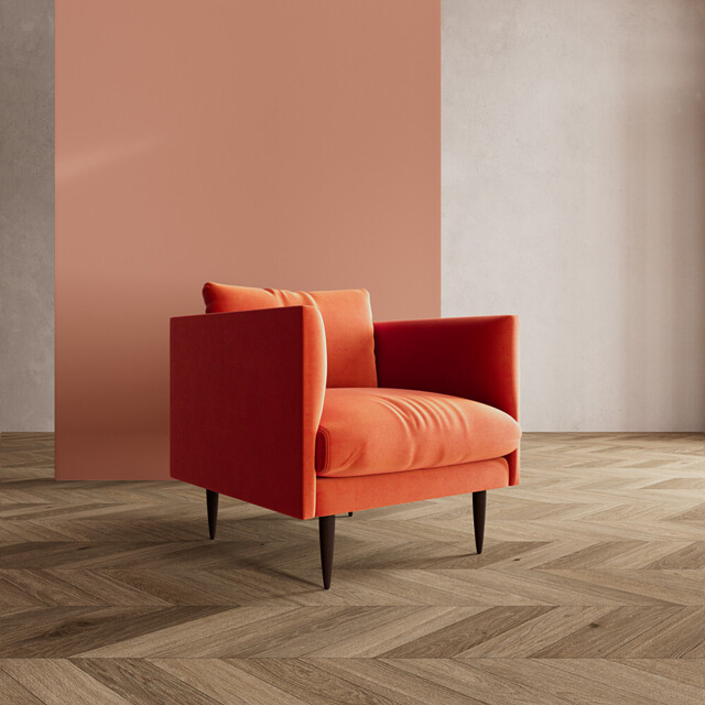 Swoon, Fabric Luna Armchair, Burnt Orange, Easy Velvet, Dark Feet by ...