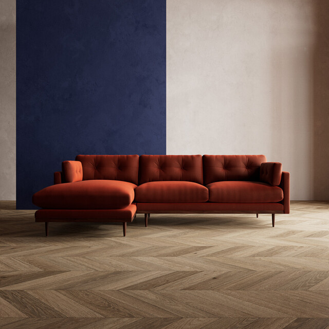 Swoon, Fabric, Klee, Left-hand Corner Sofa, Harissa, Crushed Velvet ...