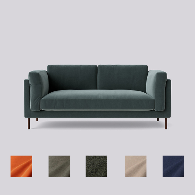 Swoon, Munich, Two-Seater Sofa, Blue Hydro, Crushed Velvet, W: 182cm x ...
