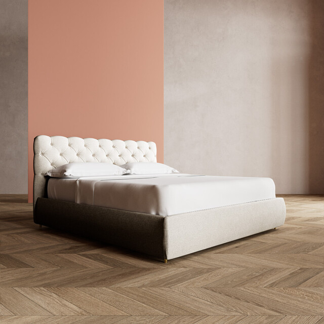 Swoon, Fabric Burbage Ottoman Bed, Chalk, House Weave, Brass Feet, Size ...