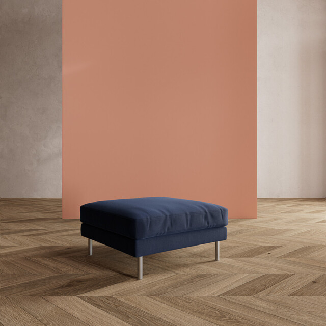 Swoon, Munich, Ottoman, Blue Denim, Crushed Velvet, W: 67cm x D: 67cm x ...