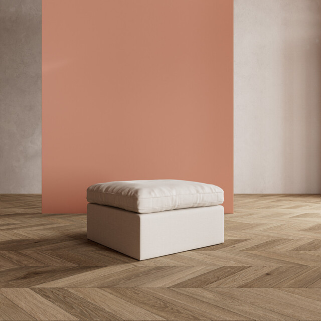 Swoon, Seattle, Ottoman, White Alabaster, Linen, Wool, W: 70cm x D ...