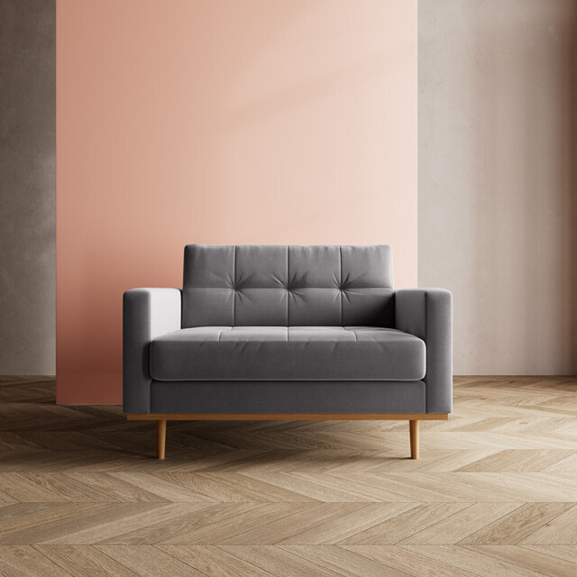 Swoon, Silver Grey Fabric, Berlin, Love Seat, Easy Velvet, Light Feet ...