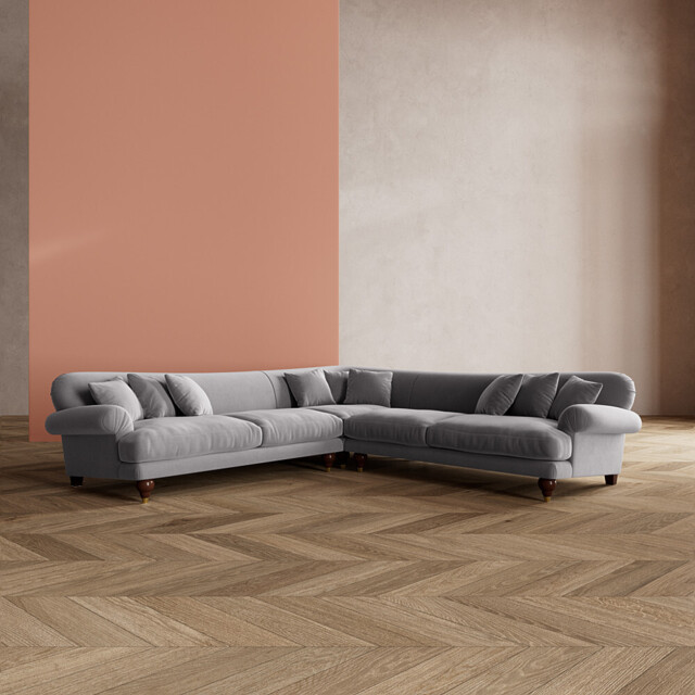 Swoon, Silver Grey, Willows, Five-Seater Corner Sofa, Easy Velvet, Size ...