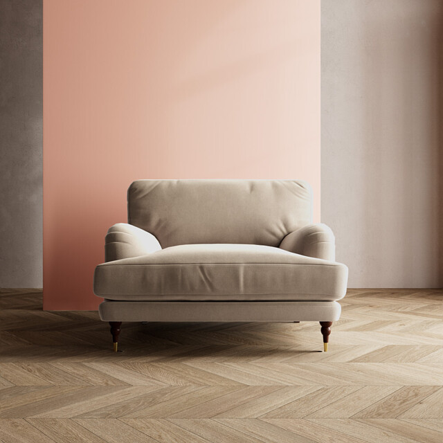 Swoon, Fabric, Charlbury, Love Seat, Taupe, Easy Velvet, Dark Feet by ...