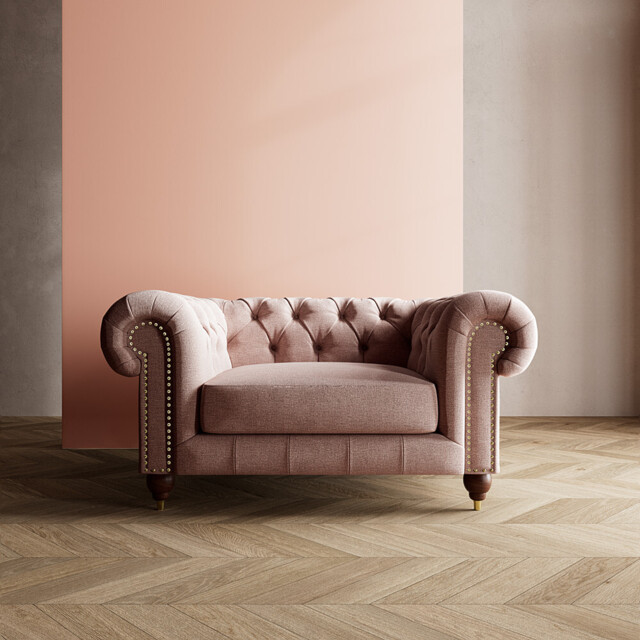 Swoon, Fabric, Winston, Love Seat, Blush, House Weave, Dark Feet by ...