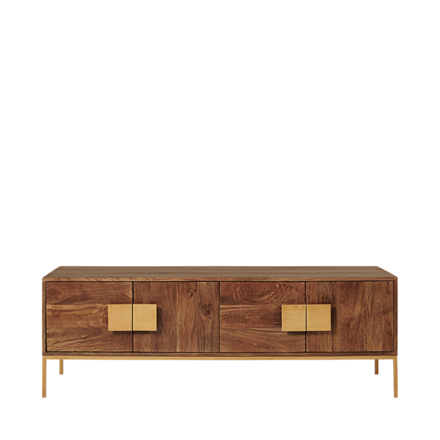 Swoon, Banner, Media Unit TV Stand, Mid-Century Modern Style, Brass ...