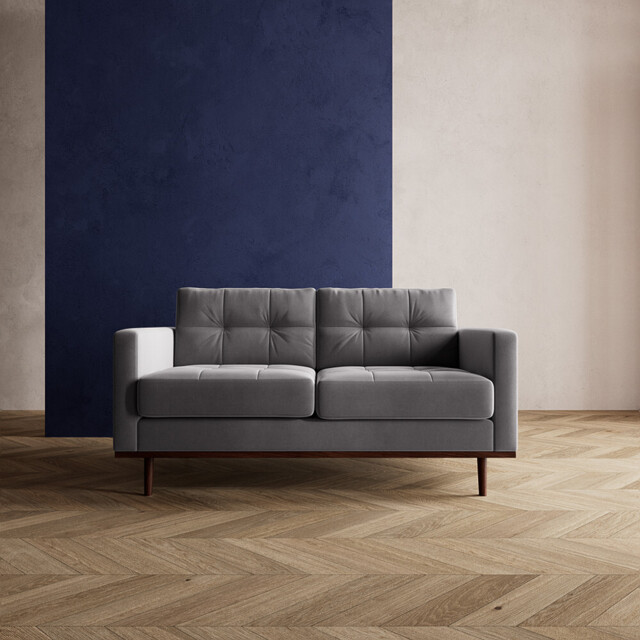 Swoon, Fabric Berlin Two-seater Sofa, Silver Grey, Easy Velvet, Dark ...