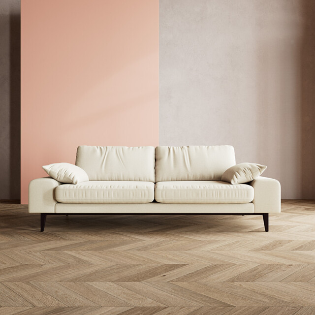 Swoon, Fabric, Tulum, Three-seater Sofa, Ecru, Dark Feet, 234cmx82cm by ...
