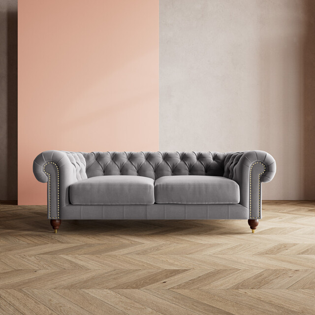 Swoon, Fabric Silver Grey, Winston, Three-seater Sofa, Easy Velvet ...