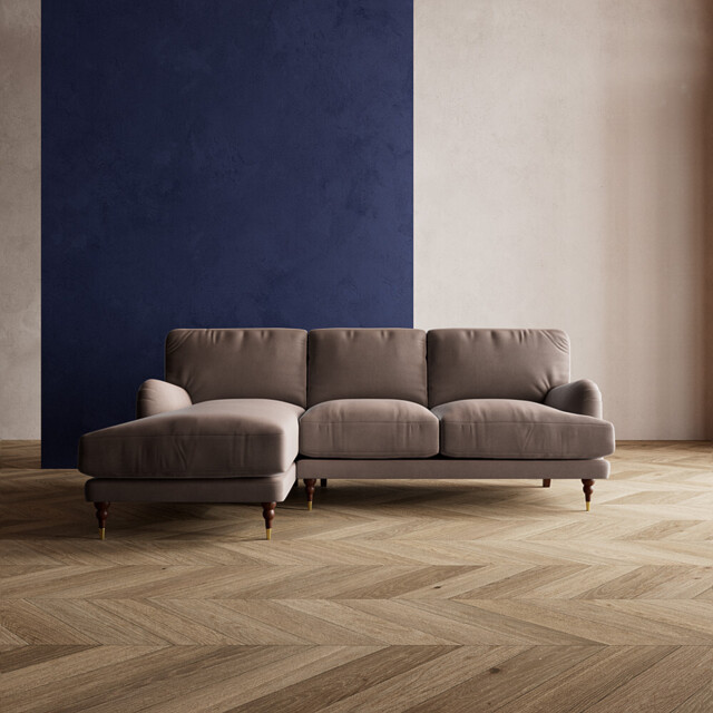 Swoon, Fabric, Charlbury, Left-hand Corner Sofa, Mole, Easy Velvet ...