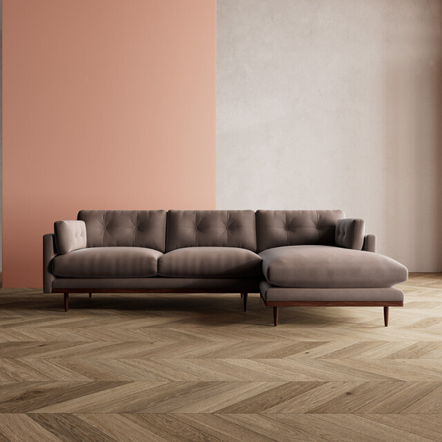 Swoon, Fabric, Klee, Right-hand Corner Sofa, Mole, Easy Velvet, Dark ...